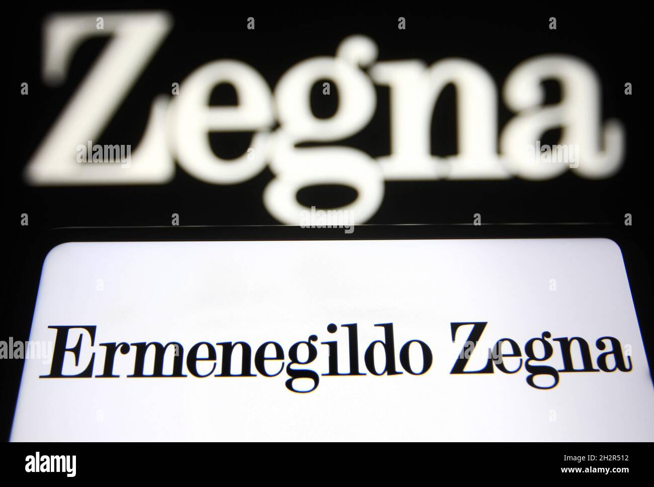 In this photo illustration an Ermenegildo Zegna logo of a Italian ...