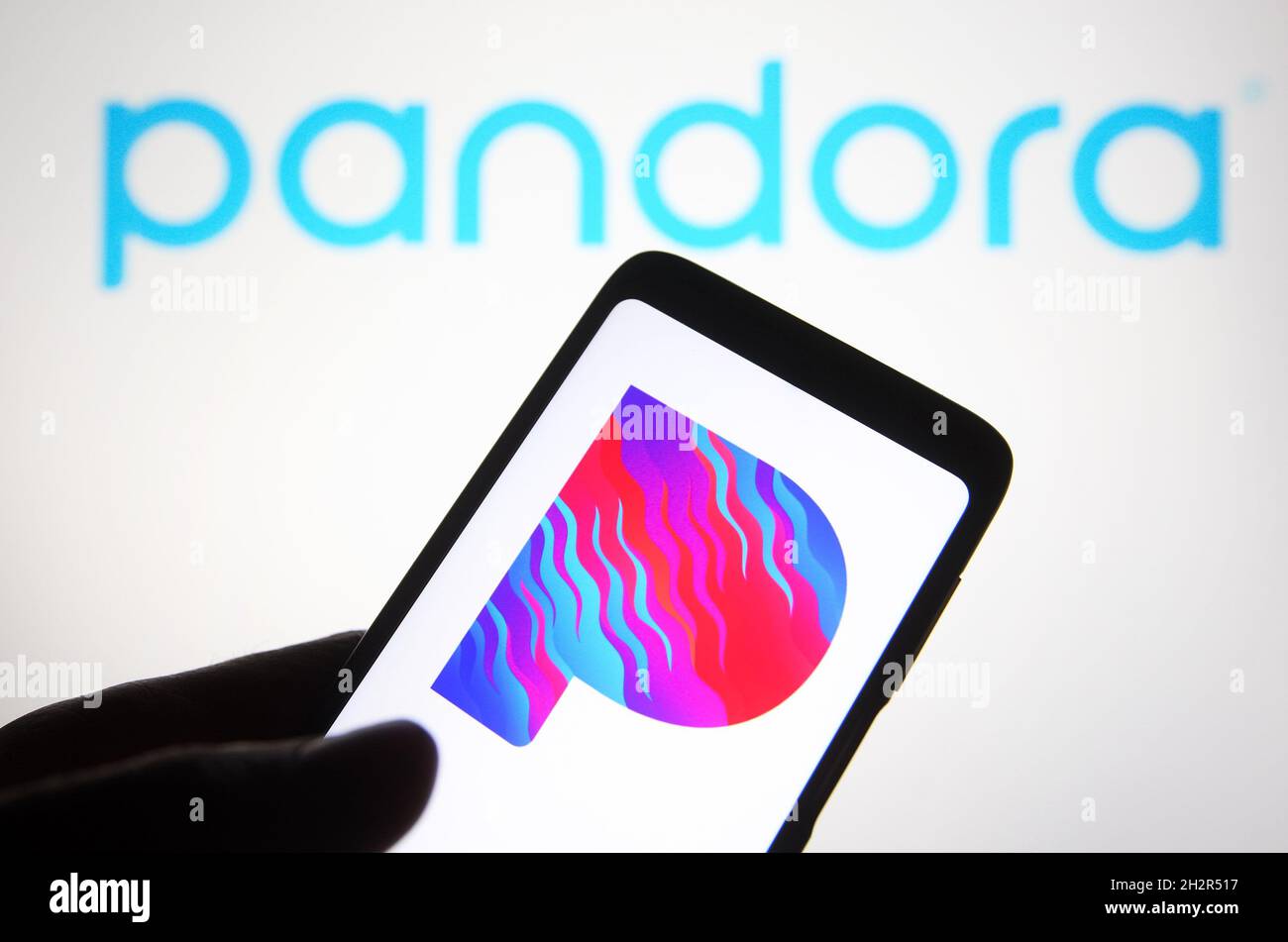 In this photo illustration a Pandora logo of a music streaming service ...