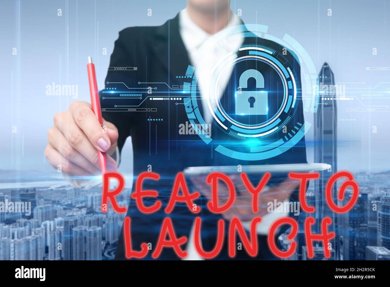 Text sign showing Ready To Launch. Business approach an event to ...