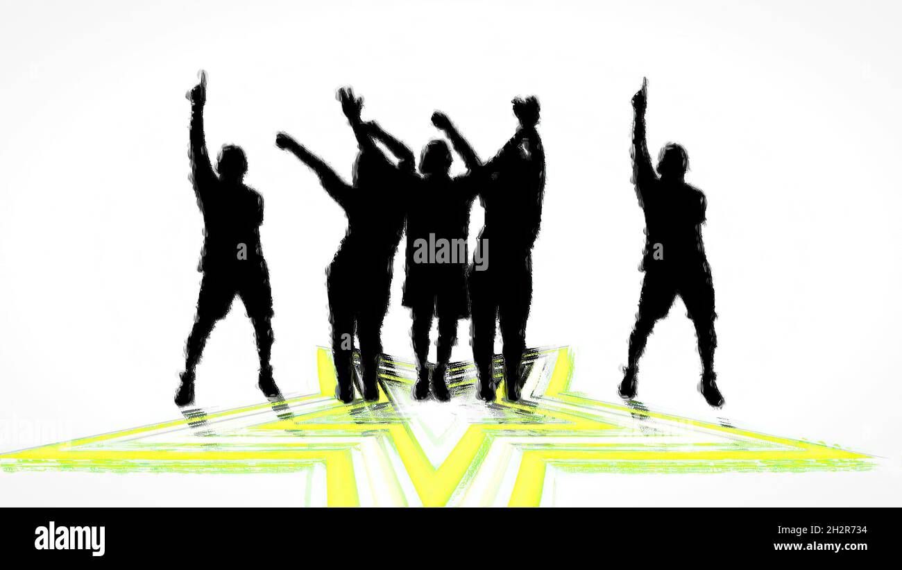 People dancing hand draw digital art illustration Stock Photo - Alamy