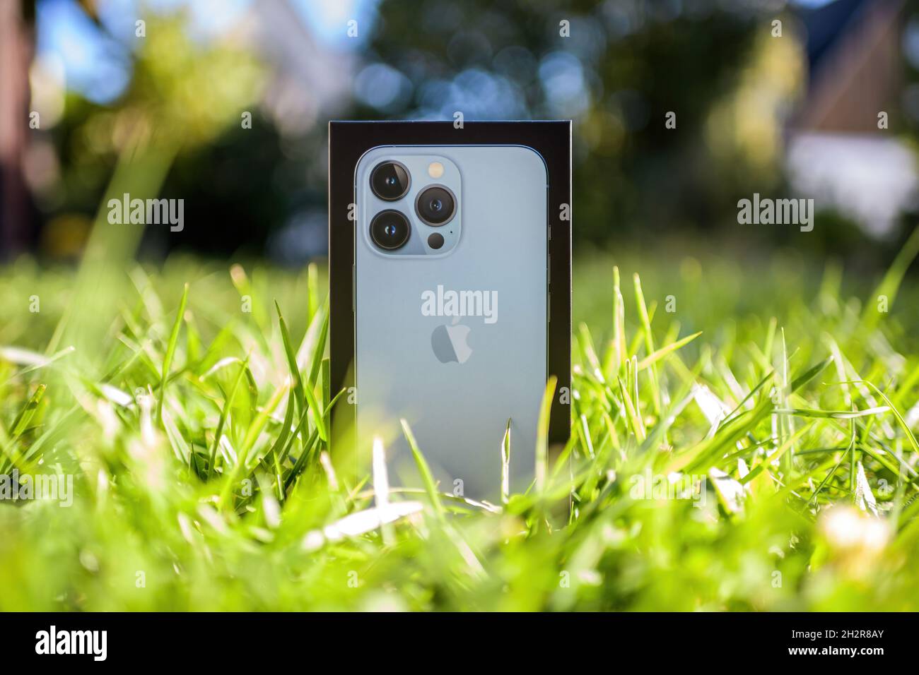 cardboard box of new Apple Computers iPhone 13 Pro professional Stock ...