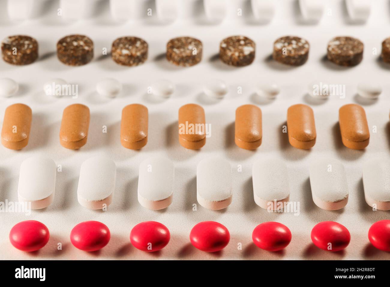 Rows Of Various Prescription Medication Pills Close-up Stock Photo - Alamy