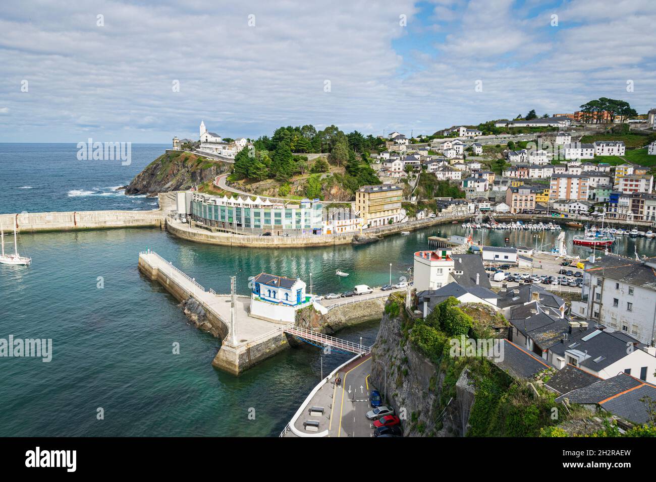 Fishing port in the picturesque village of Luarca, Cantabrian sea ...