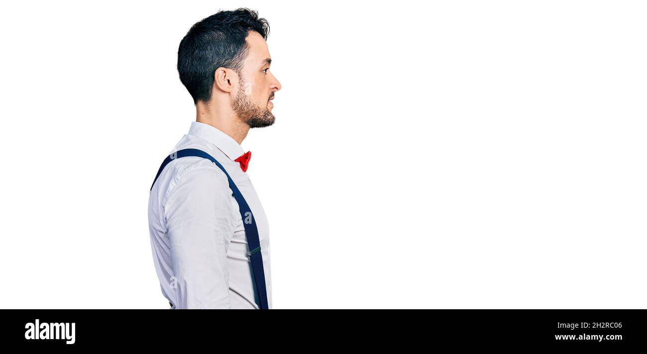 Hispanic man with beard wearing hipster look with bow tie and ...