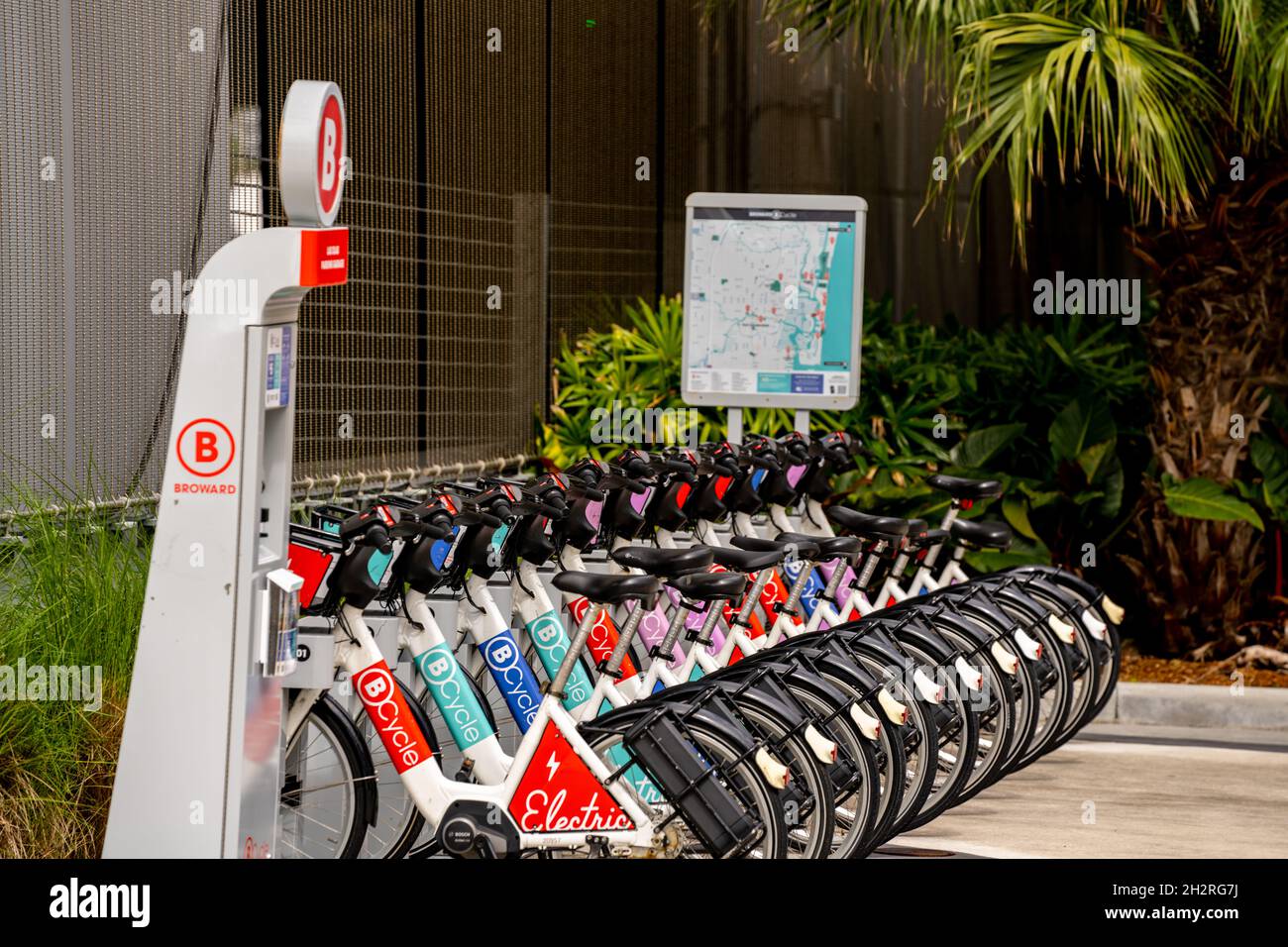 Fort Lauderdale, FL, USA - October 23, 2021: Electric bike docking ...