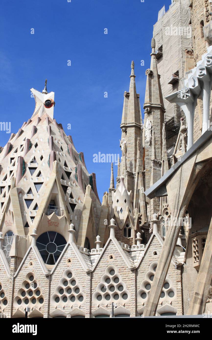 Closeup of the Sagrada Familia Temple in Barcelona, Spain Stock Photo ...