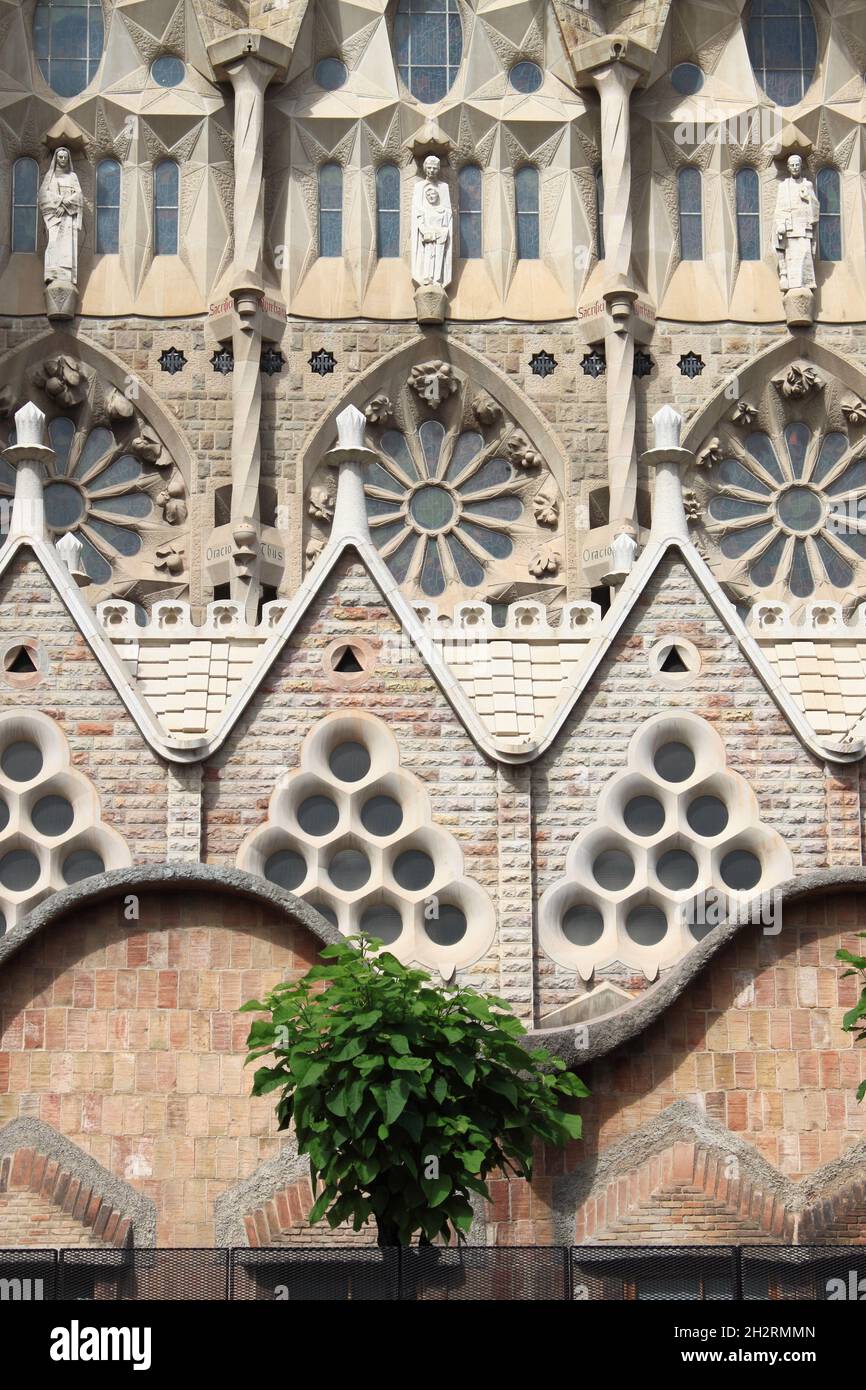 Closeup of the Sagrada Familia Temple in Barcelona, Spain Stock Photo ...