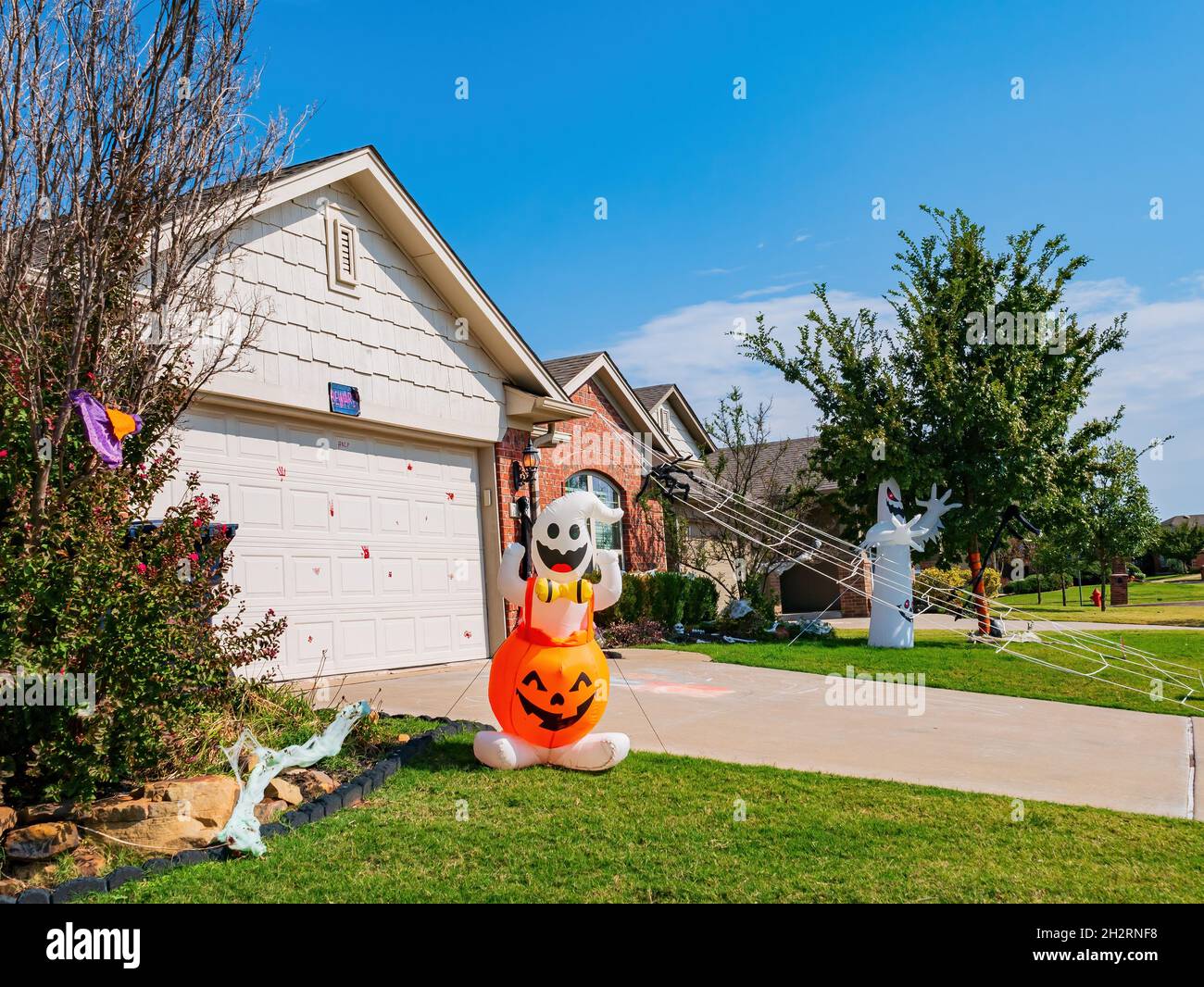 Halloween decoration in front of a house at Oklahoma Stock Photo - Alamy