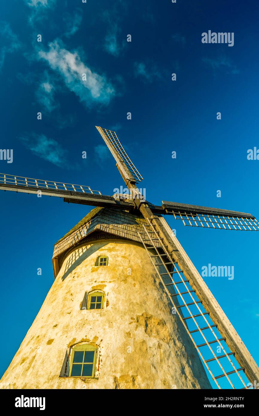 Ancient Āraiši Windmill with its wings in Gauja National Park, Latvia ...