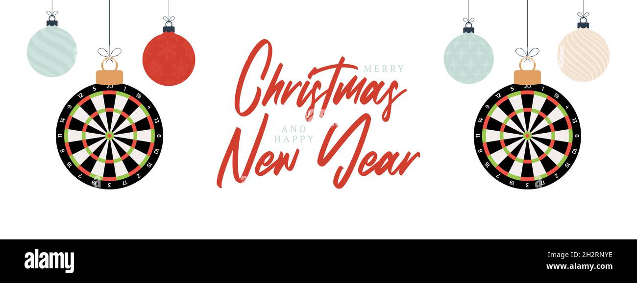 dart Christmas card. Merry Christmas sport greeting card. Hang on a ...