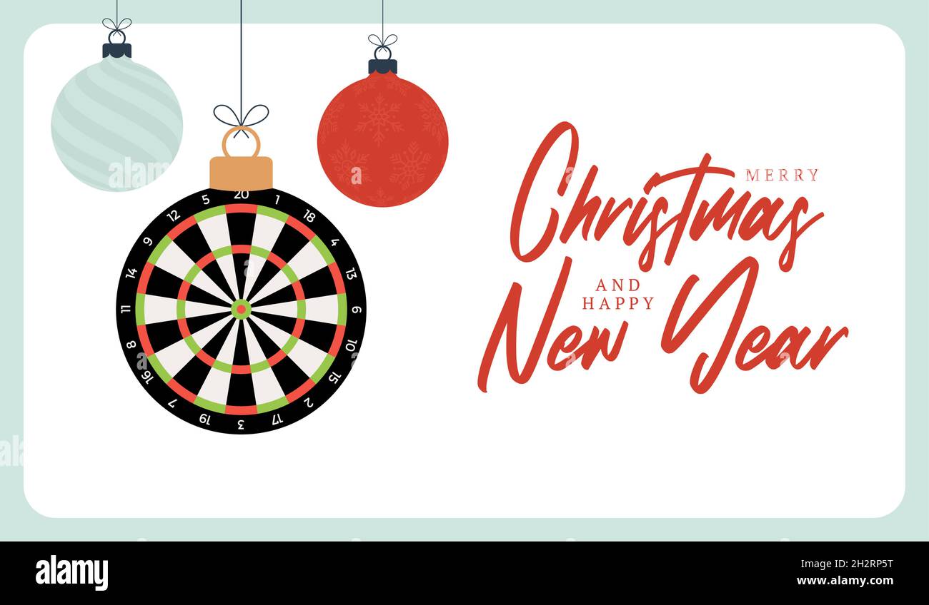 dart Christmas card. Merry Christmas sport greeting card. Hang on a ...