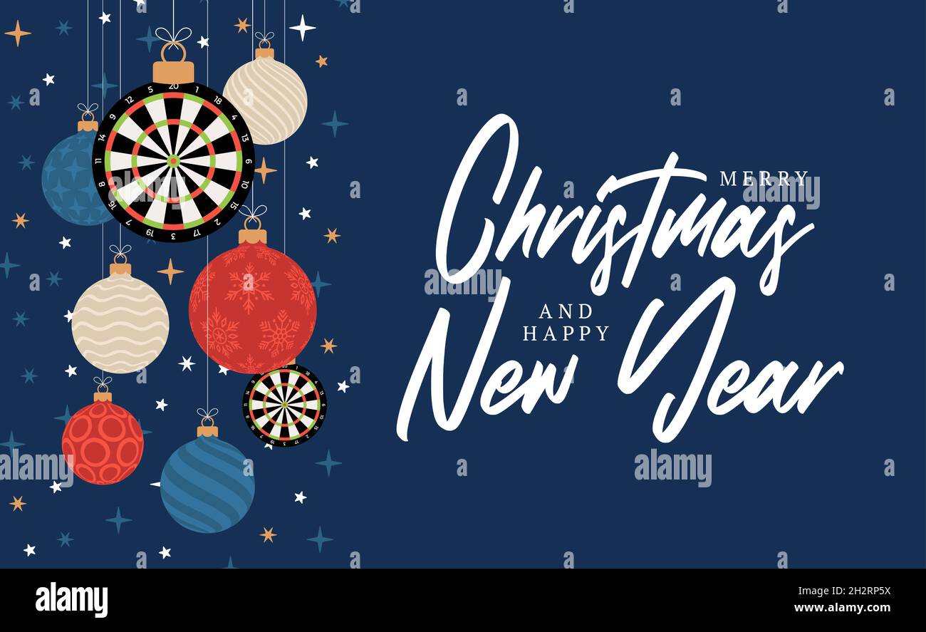 dart Christmas card. Merry Christmas sport greeting card. Hang on a ...