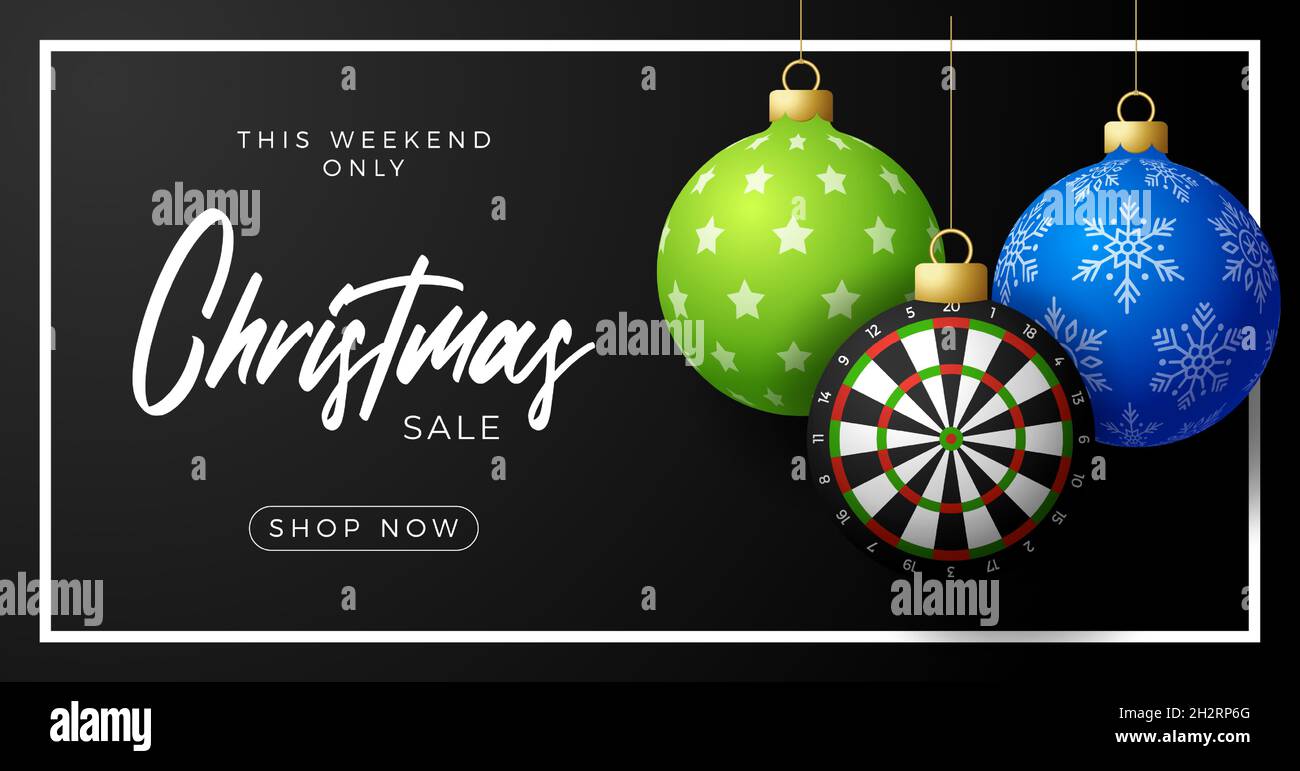 dart Christmas sale card. Merry Christmas sport greeting card. Hang on ...