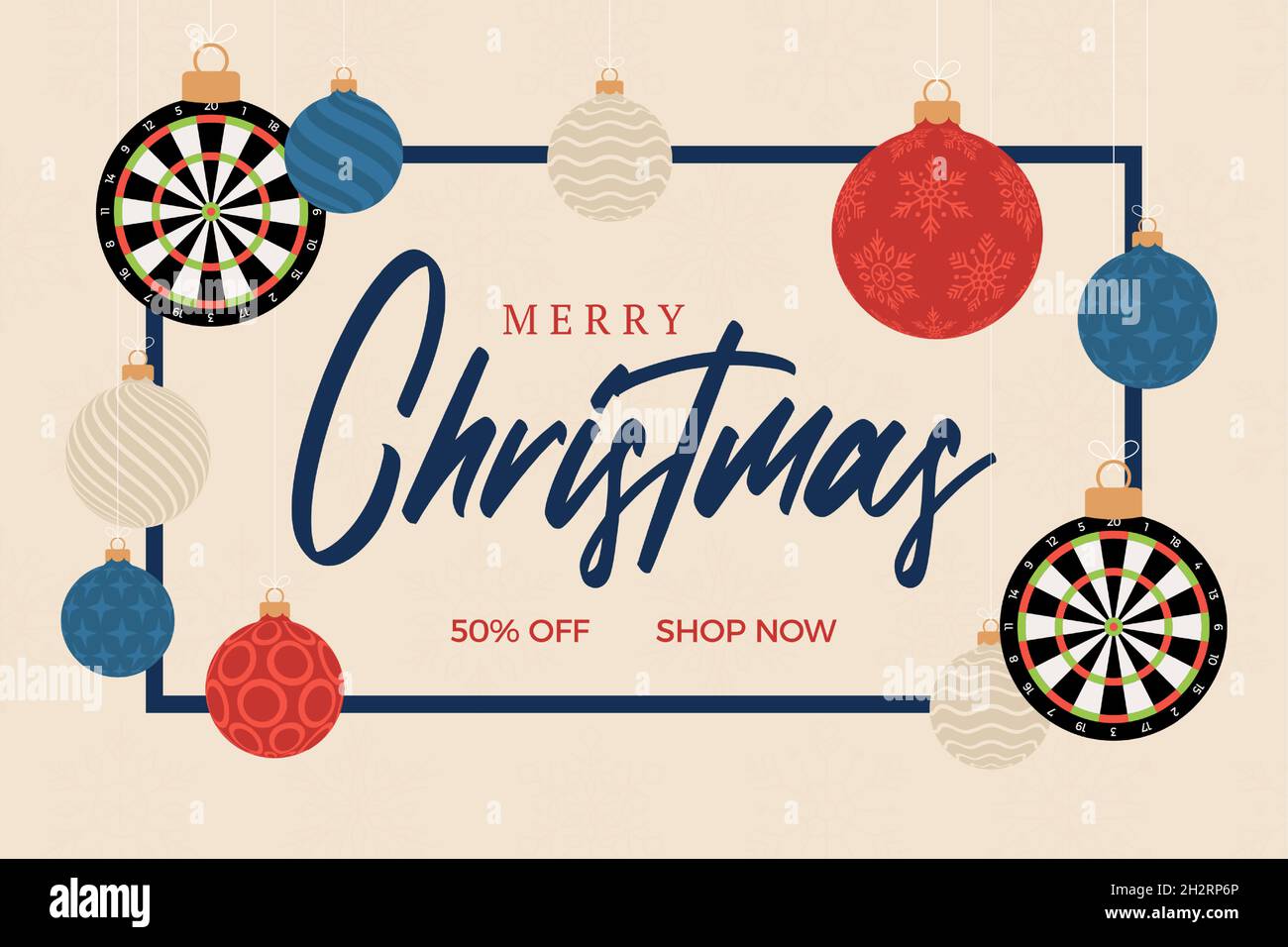 dart Christmas sale card. Merry Christmas sport greeting card. Hang on ...
