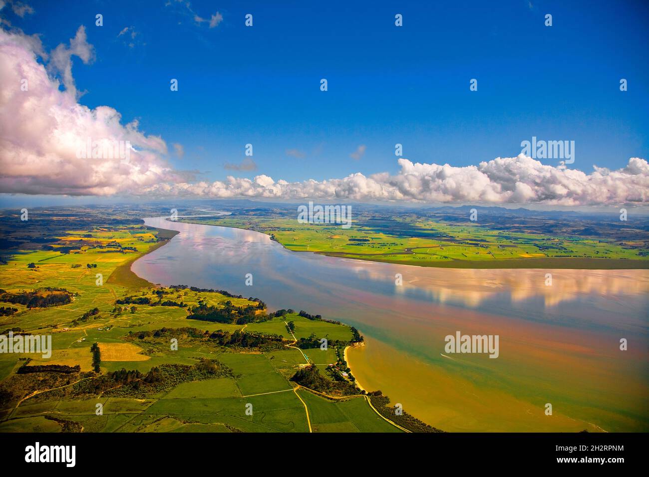 Aerial-Kaipara Harbour-Rodney-Wairoa River Mouth Stock Photo - Alamy