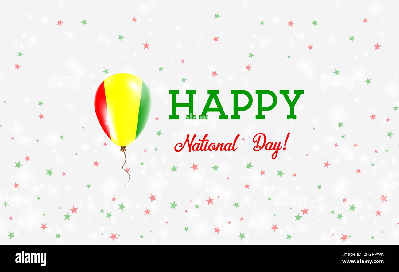 Guinea National Day patriotic poster. Flying Rubber Balloon in Colors ...