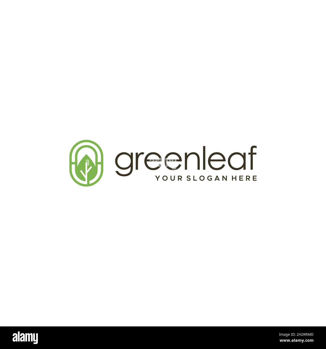 flat greenleaf leaves plants oval logo design Stock Vector Image & Art ...