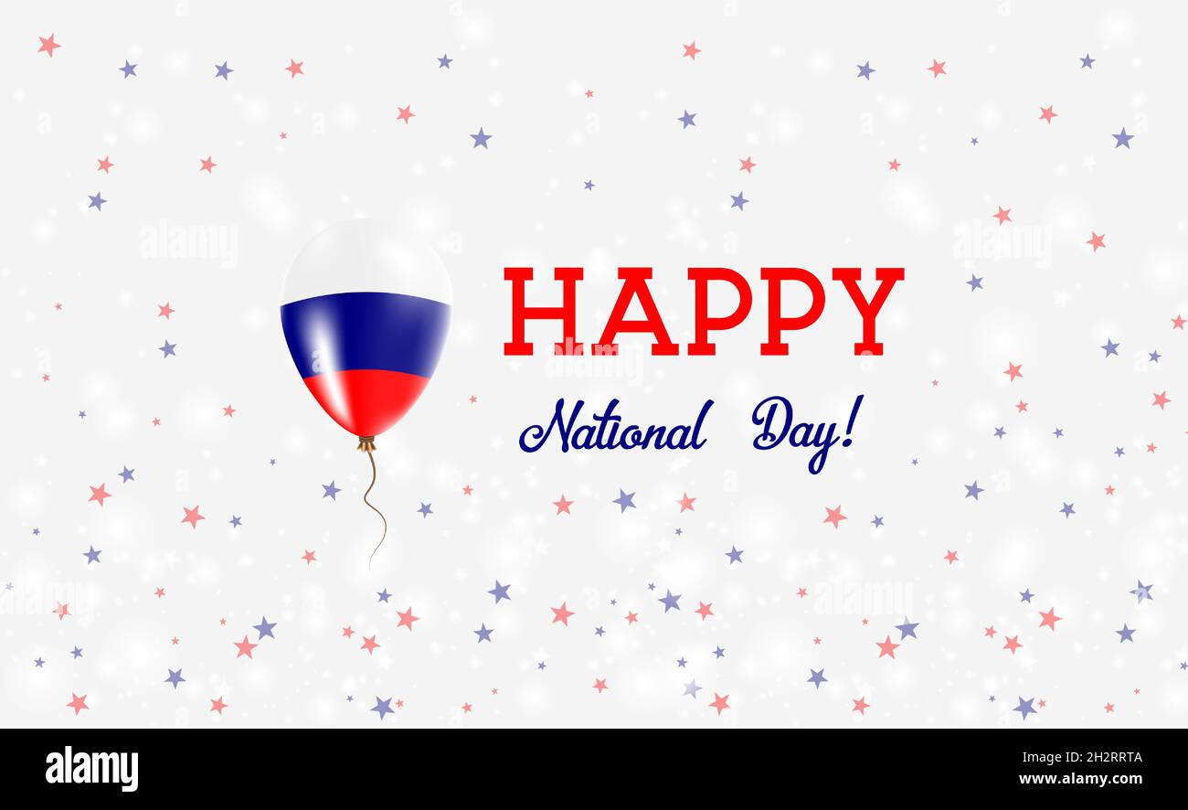 Russia National Day patriotic poster. Flying Rubber Balloon in Colors ...