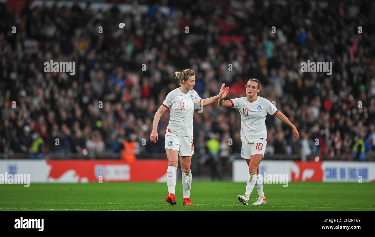 England High Fives at full time, Ellen White & Ella Toone During the ...