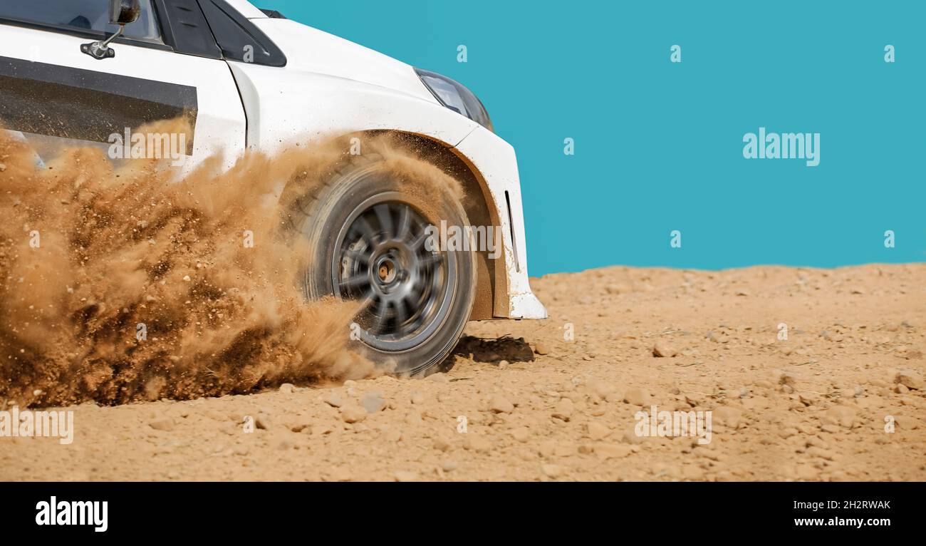 Rally racing car in dirt track Stock Photo - Alamy