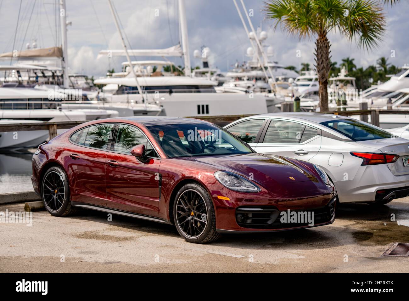 Fort Lauderdale, FL, USA - October 23, 2021: Photo of a burgundy ...