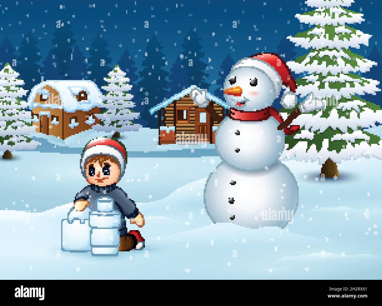 Boy throwing snowball cartoon illustration hi-res stock photography and ...