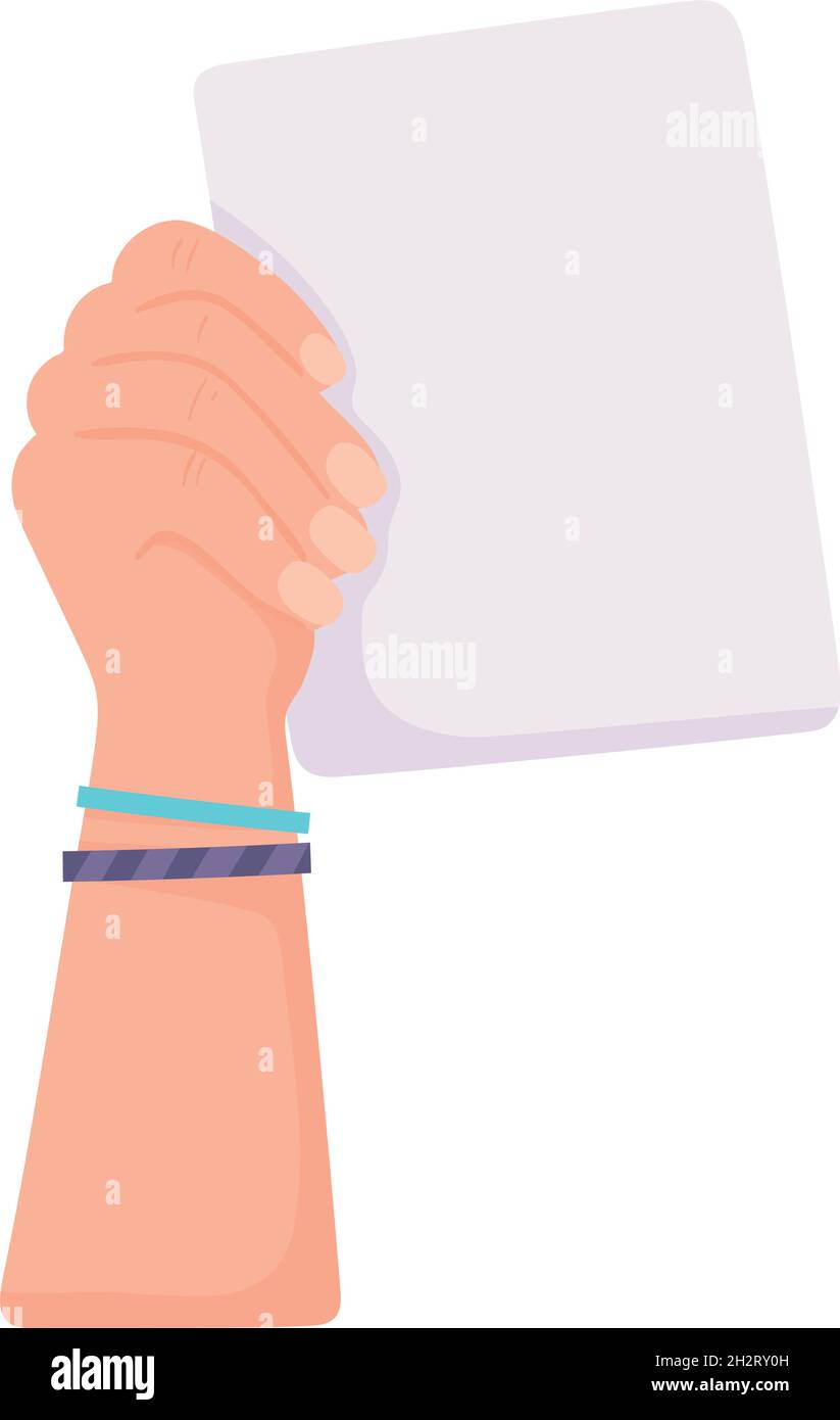 raised hand with paper Stock Vector Image & Art - Alamy