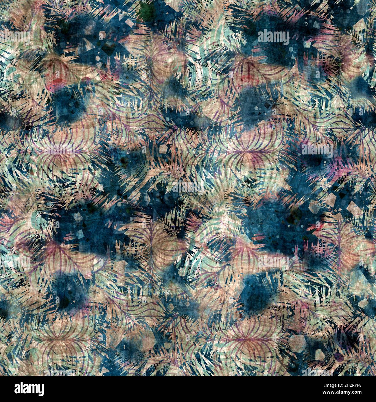 Seamless elegant mixed media pattern in navy, blue, pink, and cream ...