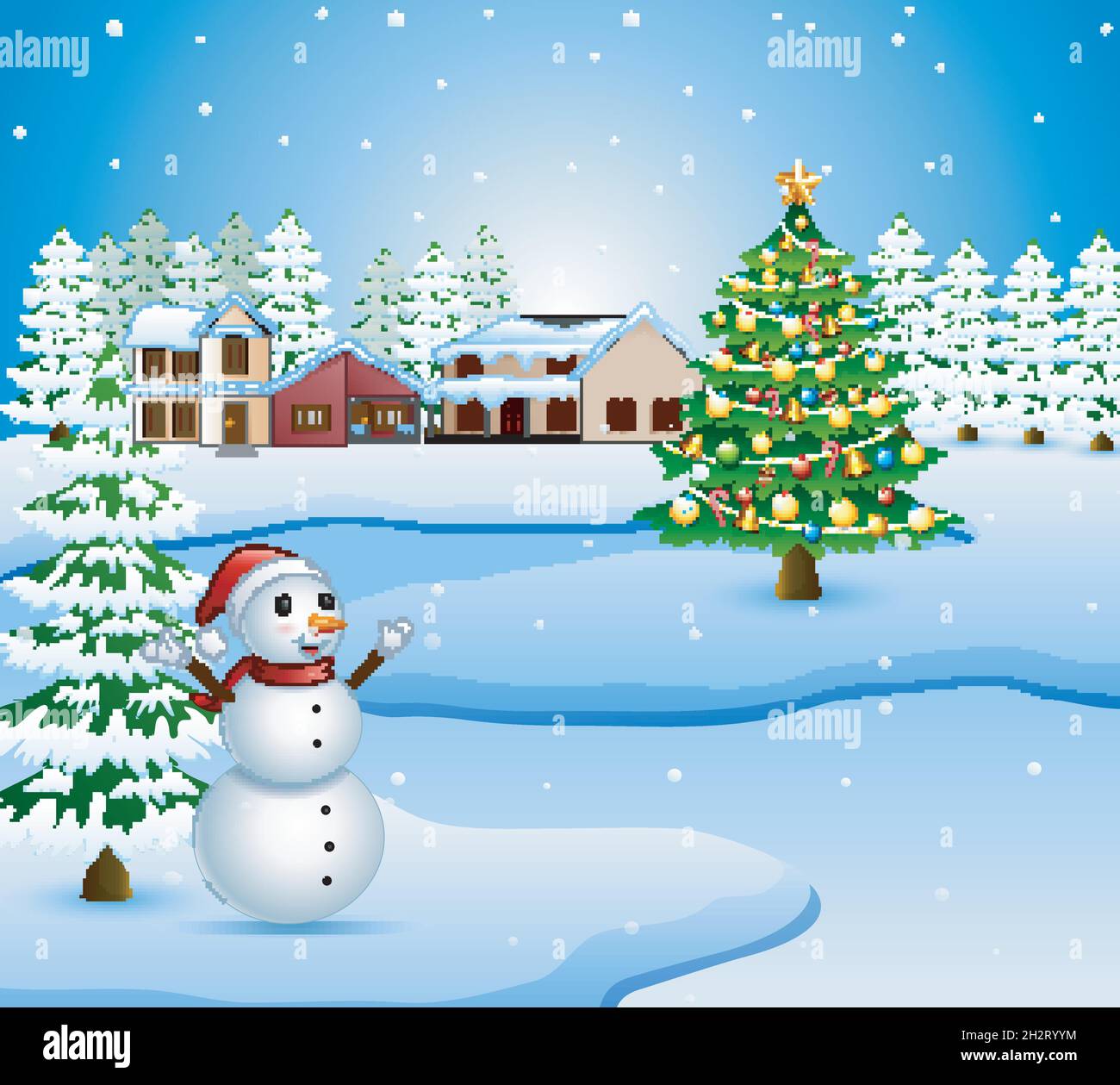 Snow covered lake Stock Vector Images - Alamy