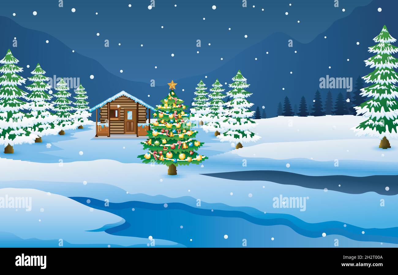 Winter snowy forest path Stock Vector Images - Alamy