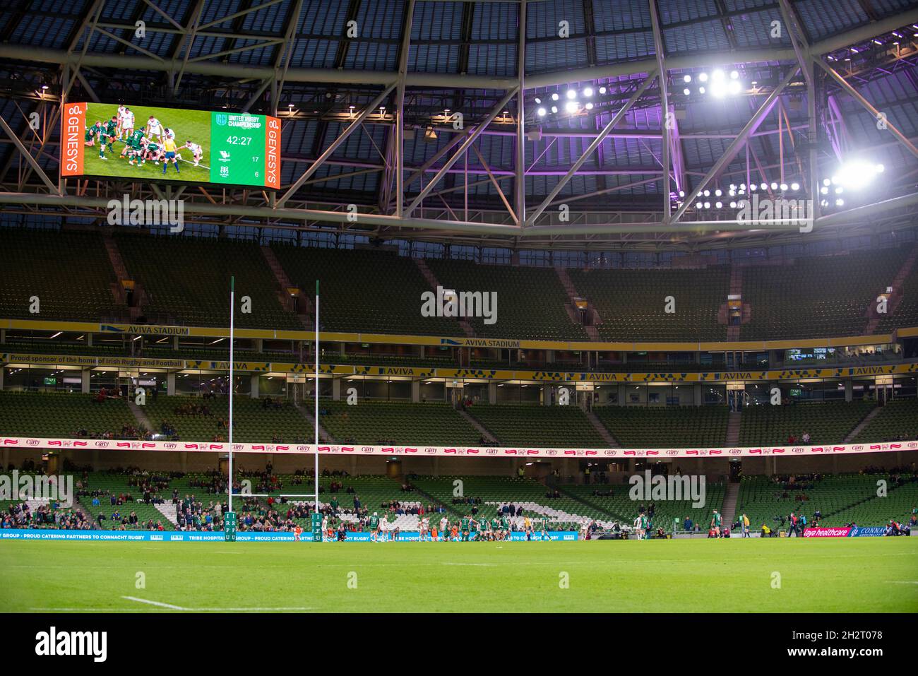 A general view of Aviva Stadium during the United Rugby Championship ...