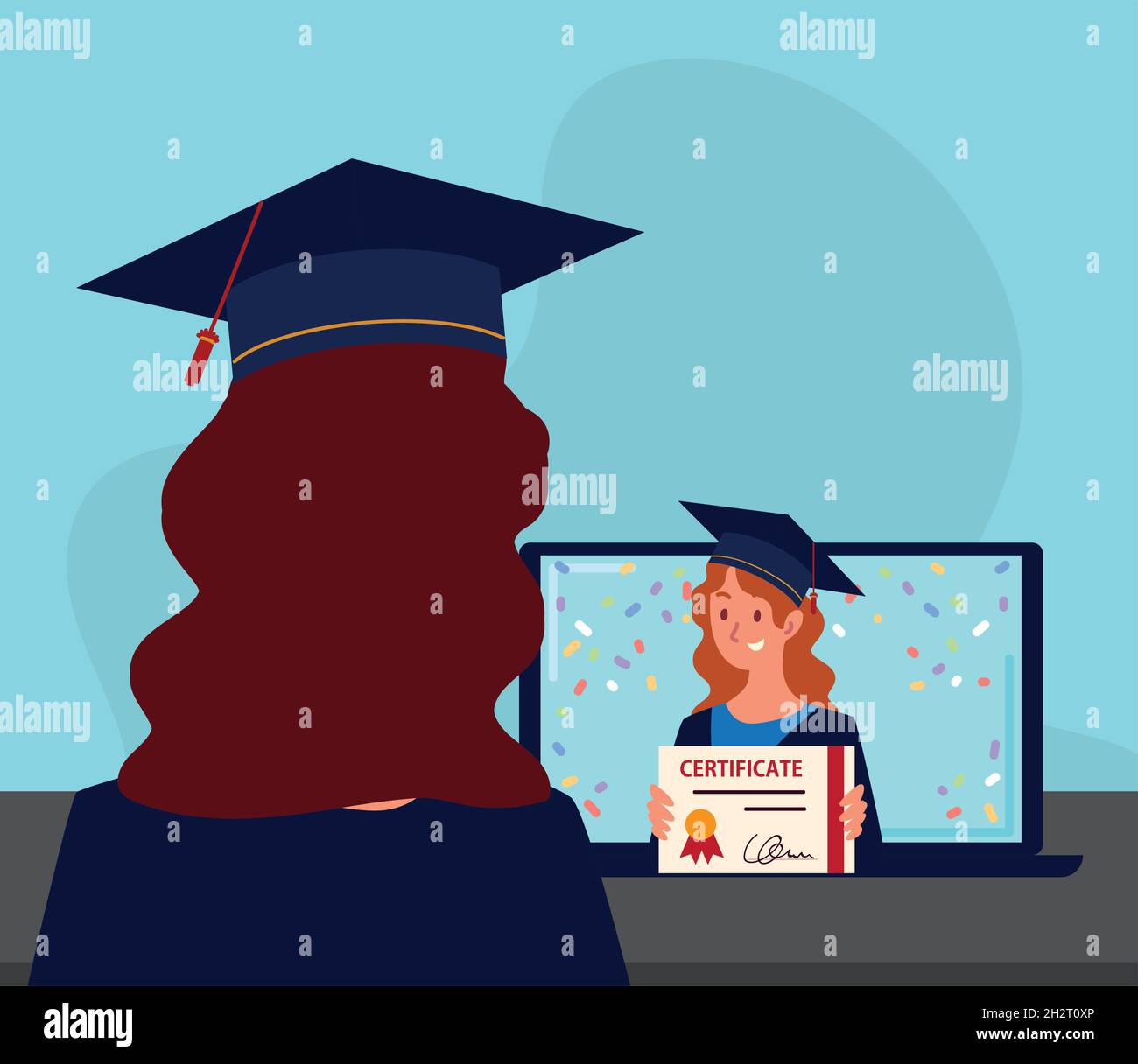 celebrating virtual graduation Stock Vector Image & Art - Alamy
