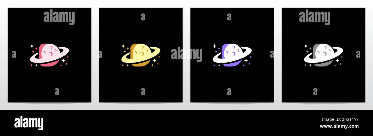 Planet Alphabet With Ring And Stars Letter Logo Design D Stock Vector ...