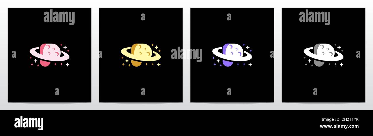 Planet Alphabet With Ring And Stars Letter Logo Design P Stock Vector ...