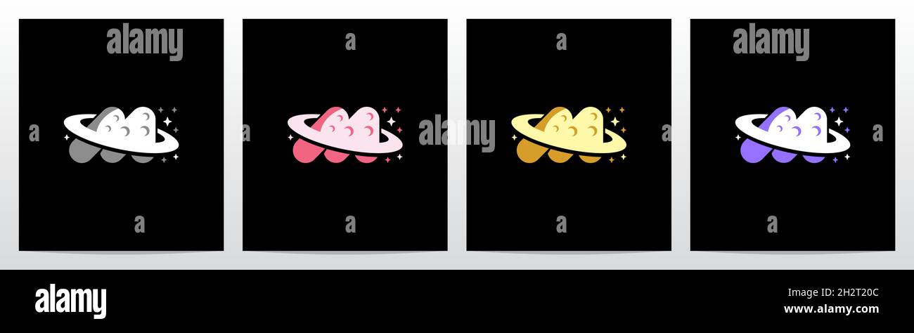 Planet Alphabet With Ring And Stars Letter Logo Design M Stock Vector ...