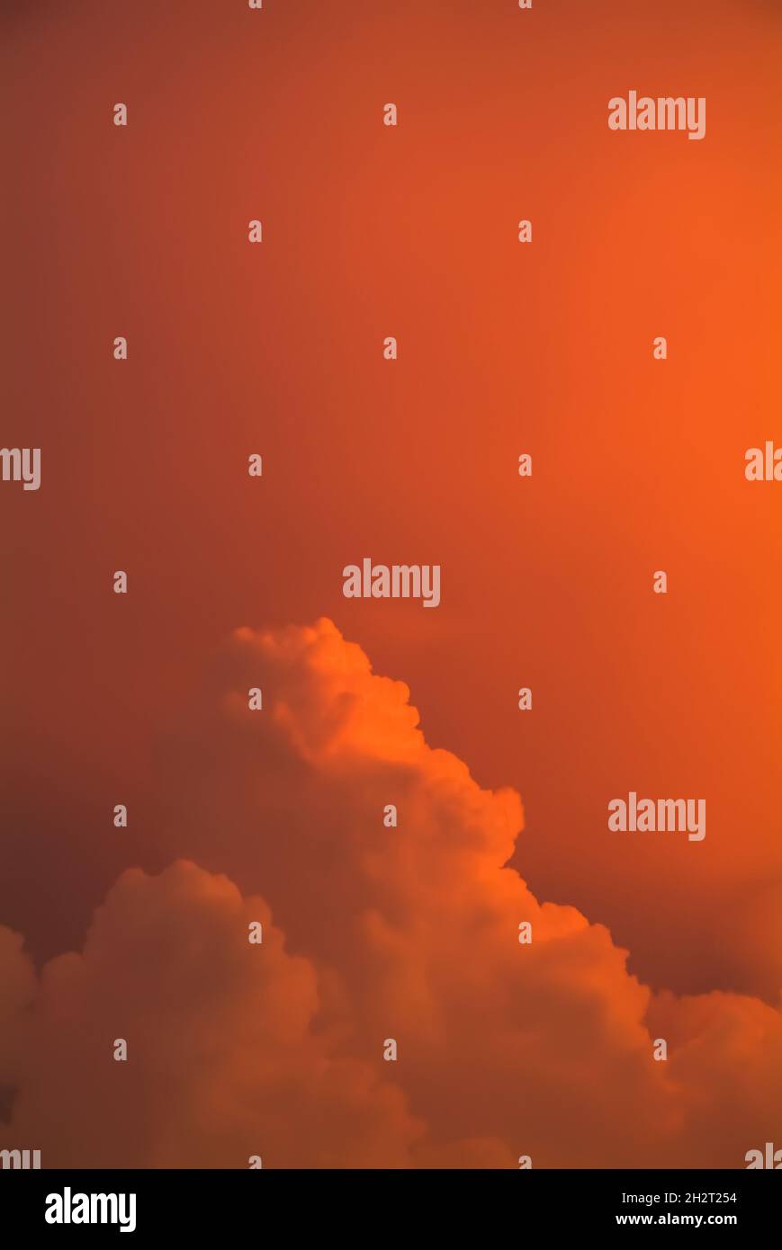 Colorful sunset sky with dramatic orange clouds. Only sky, no land ...