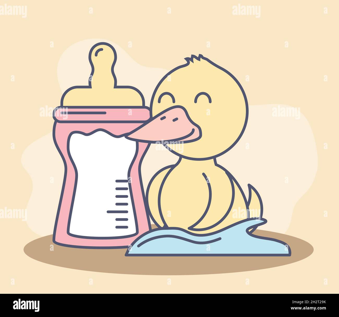 cute duck and bottle milk Stock Vector Image & Art - Alamy