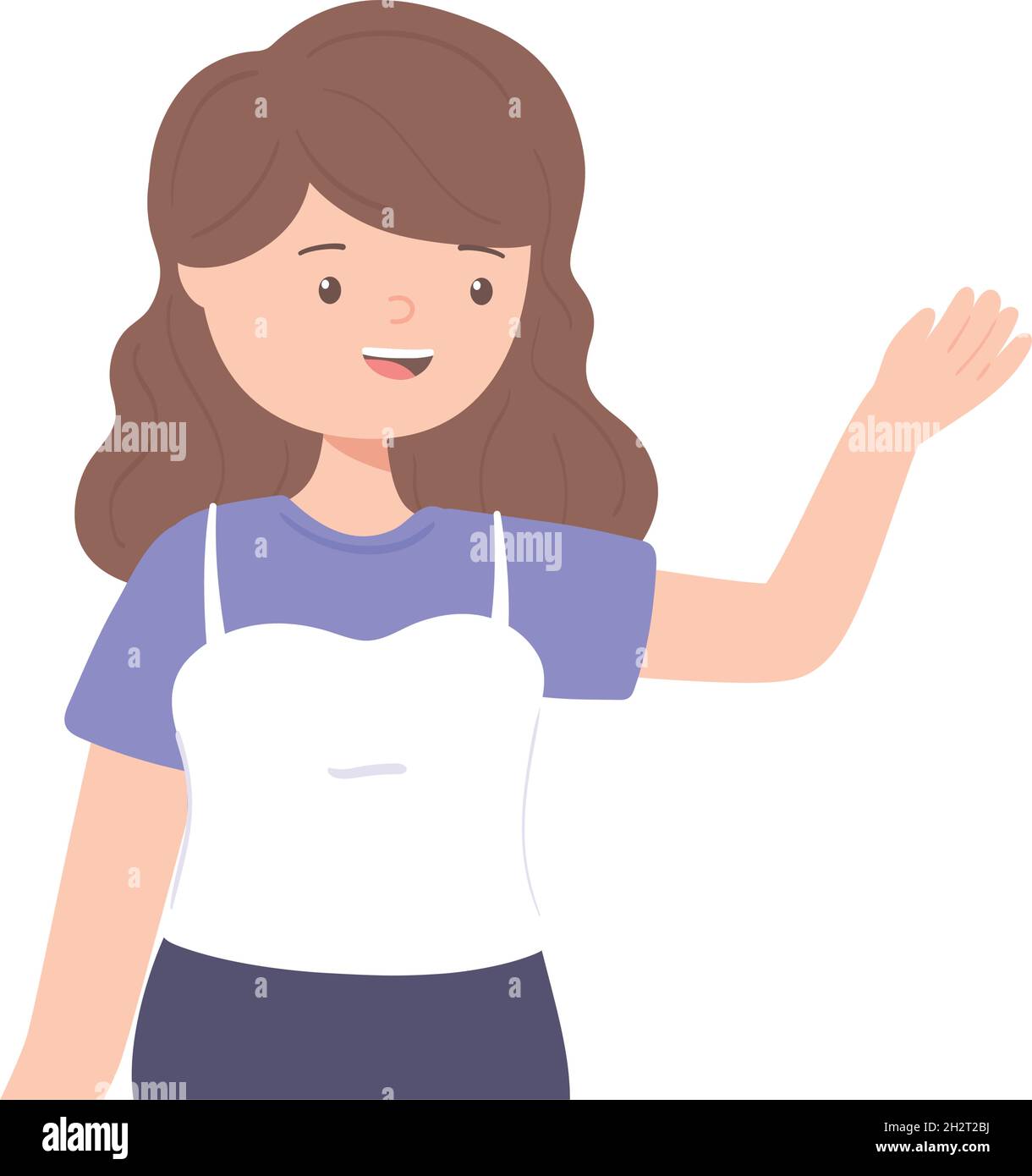 cute girl waving hand Stock Vector Image & Art - Alamy