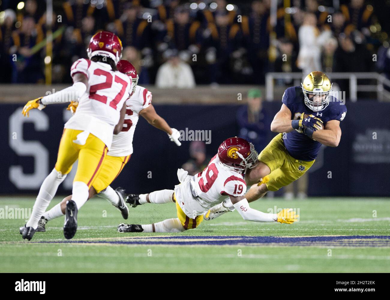 South Bend, Indiana, USA. 23rd Oct, 2021. Notre Dame tight end Michael ...