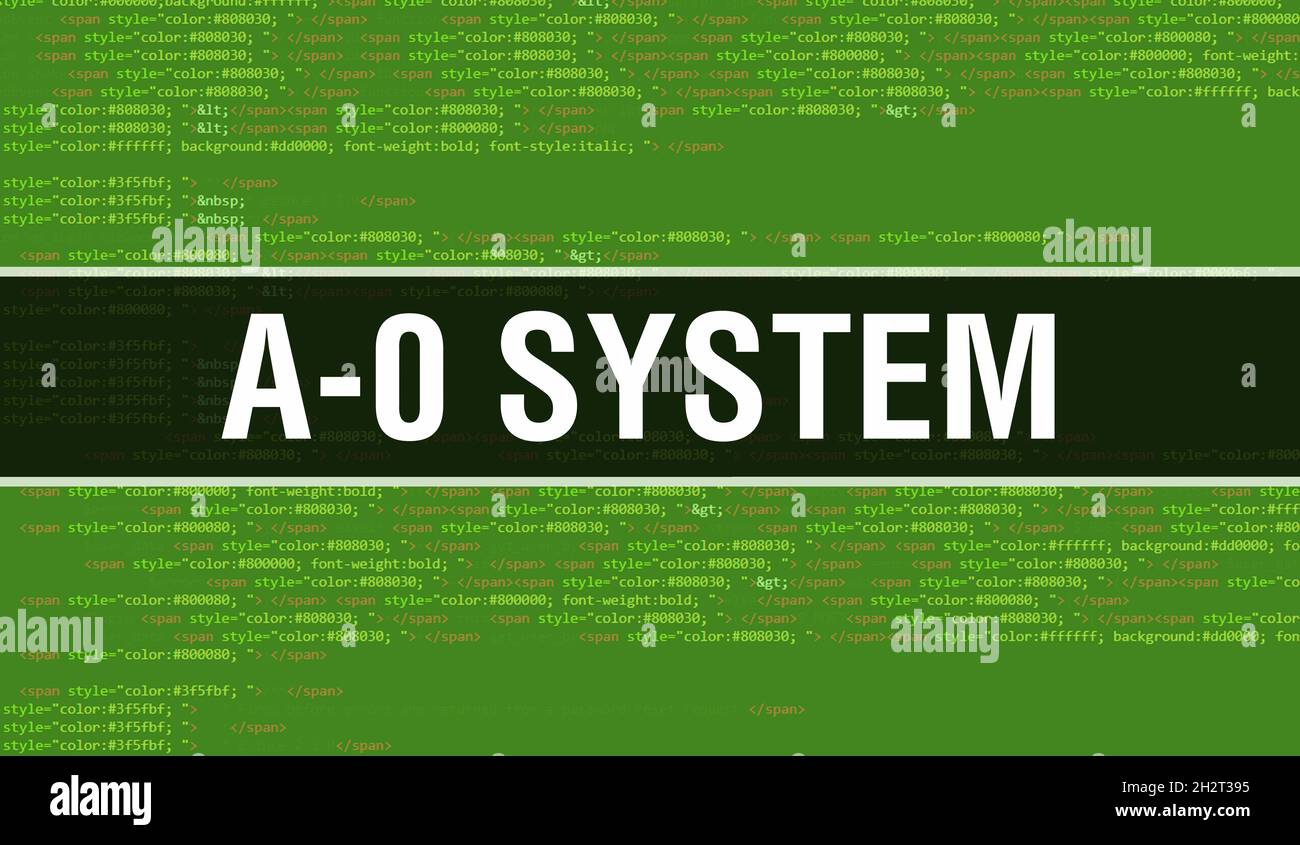A-0 System with Binary code digital technology background. Abstract ...
