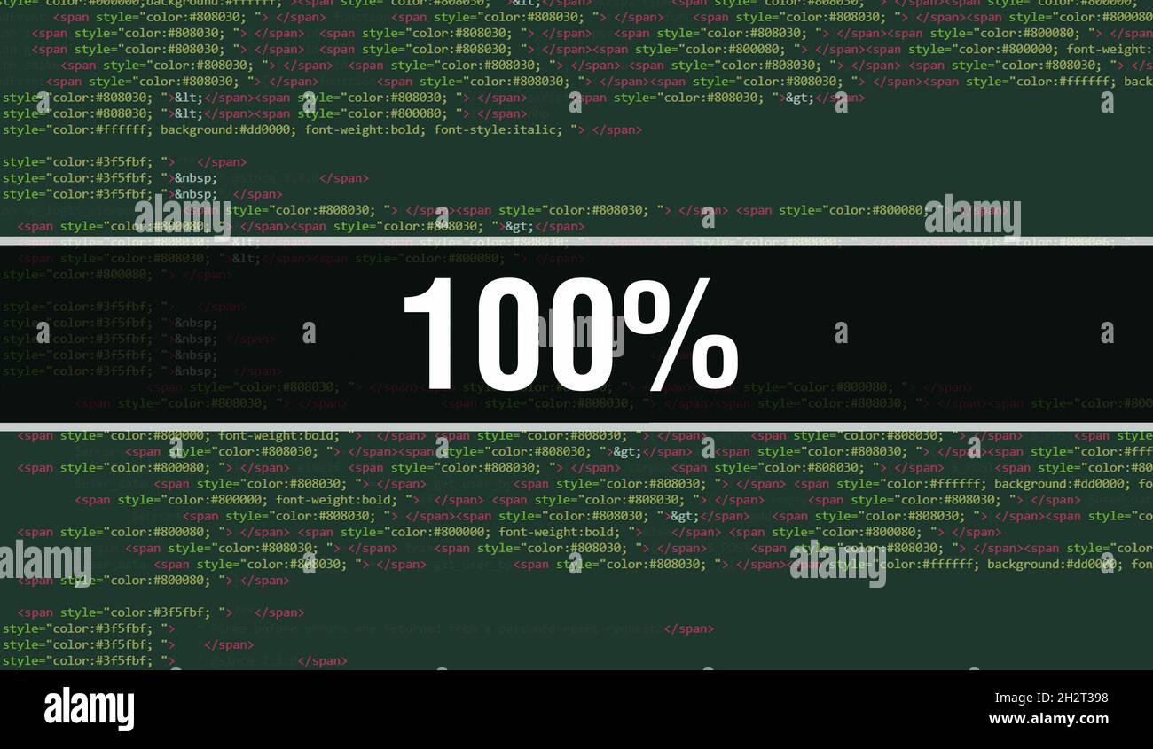 100% concept illustration using code for developing programs and app. 100% website code with ...