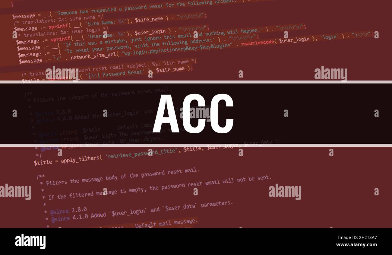 Acc Concept With Random Parts Of Program Codeacc Text Written On Programming Code Abstract