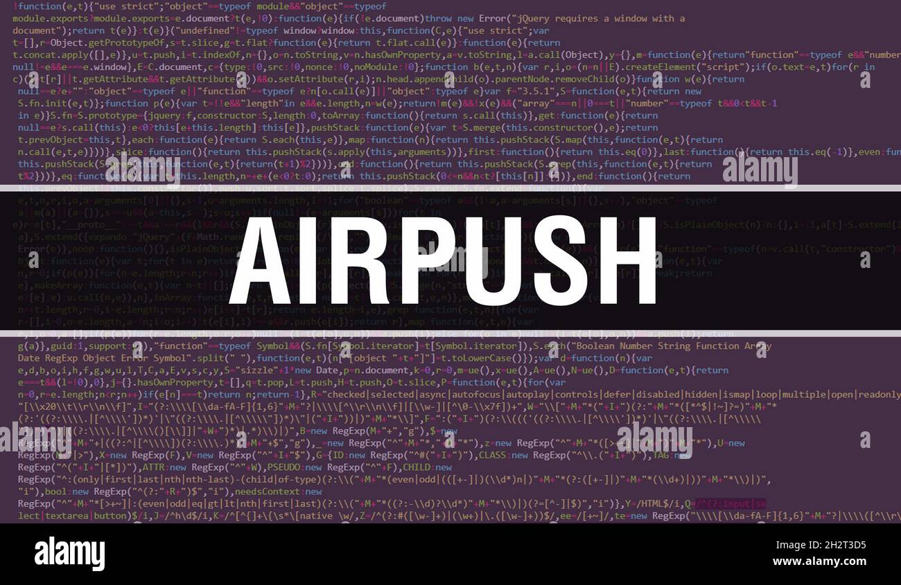 Airpush concept illustration using code for developing programs and app. Airpush website code ...