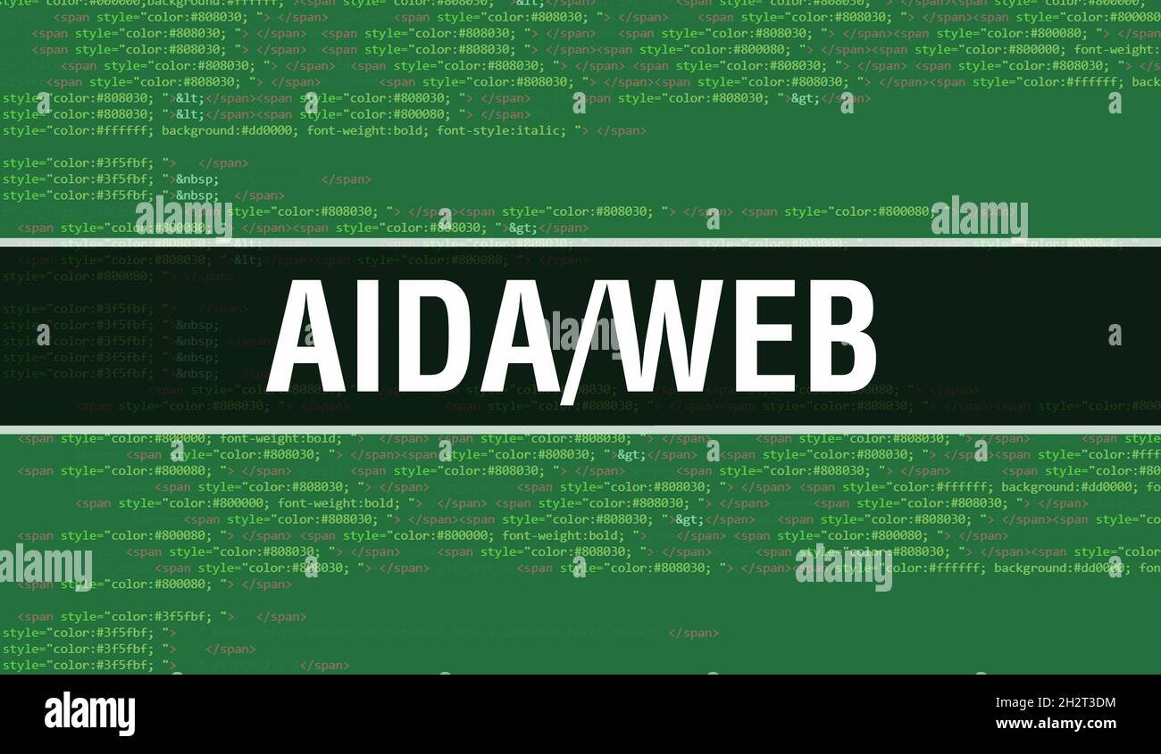 AIDA/Web with Binary code digital technology background. Abstract ...