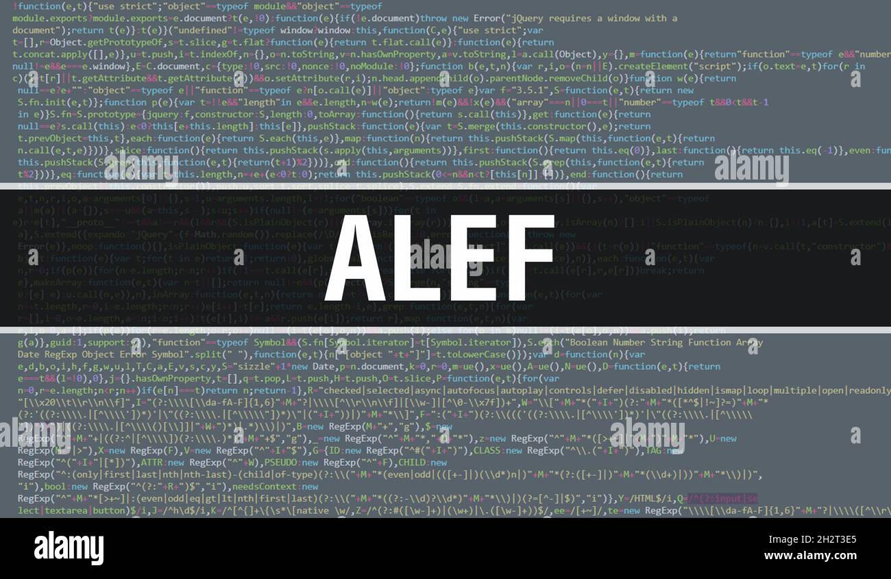 Alef concept illustration using code for developing programs and app. Alef website code with ...