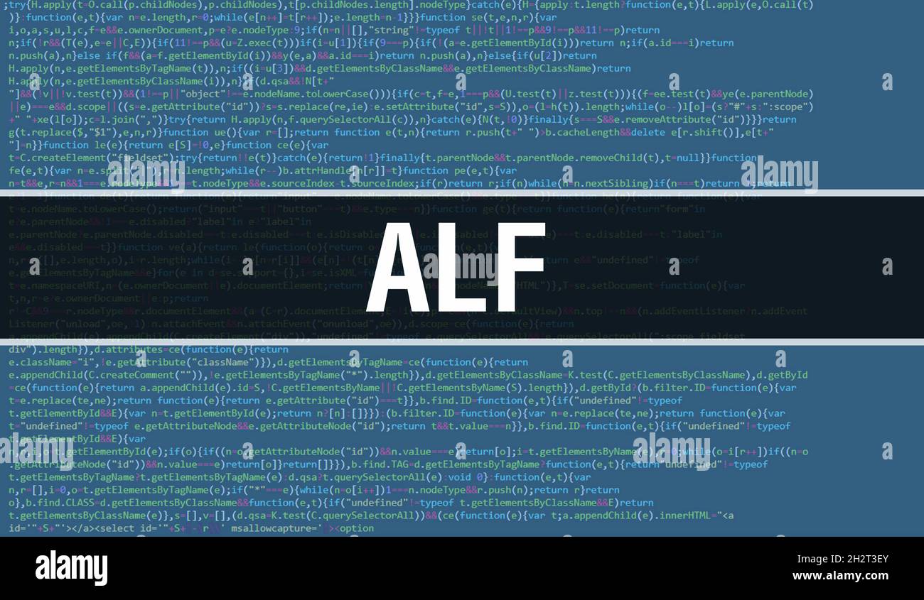 ALF with Abstract Technology Binary code Background.Digital binary data and Secure Data Concept ...