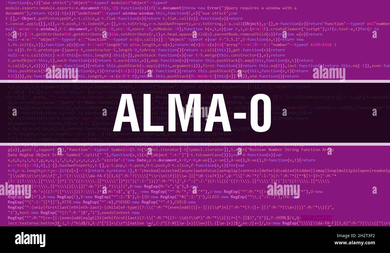 Alma-0 concept illustration using code for developing programs and app. Alma-0 website code with ...