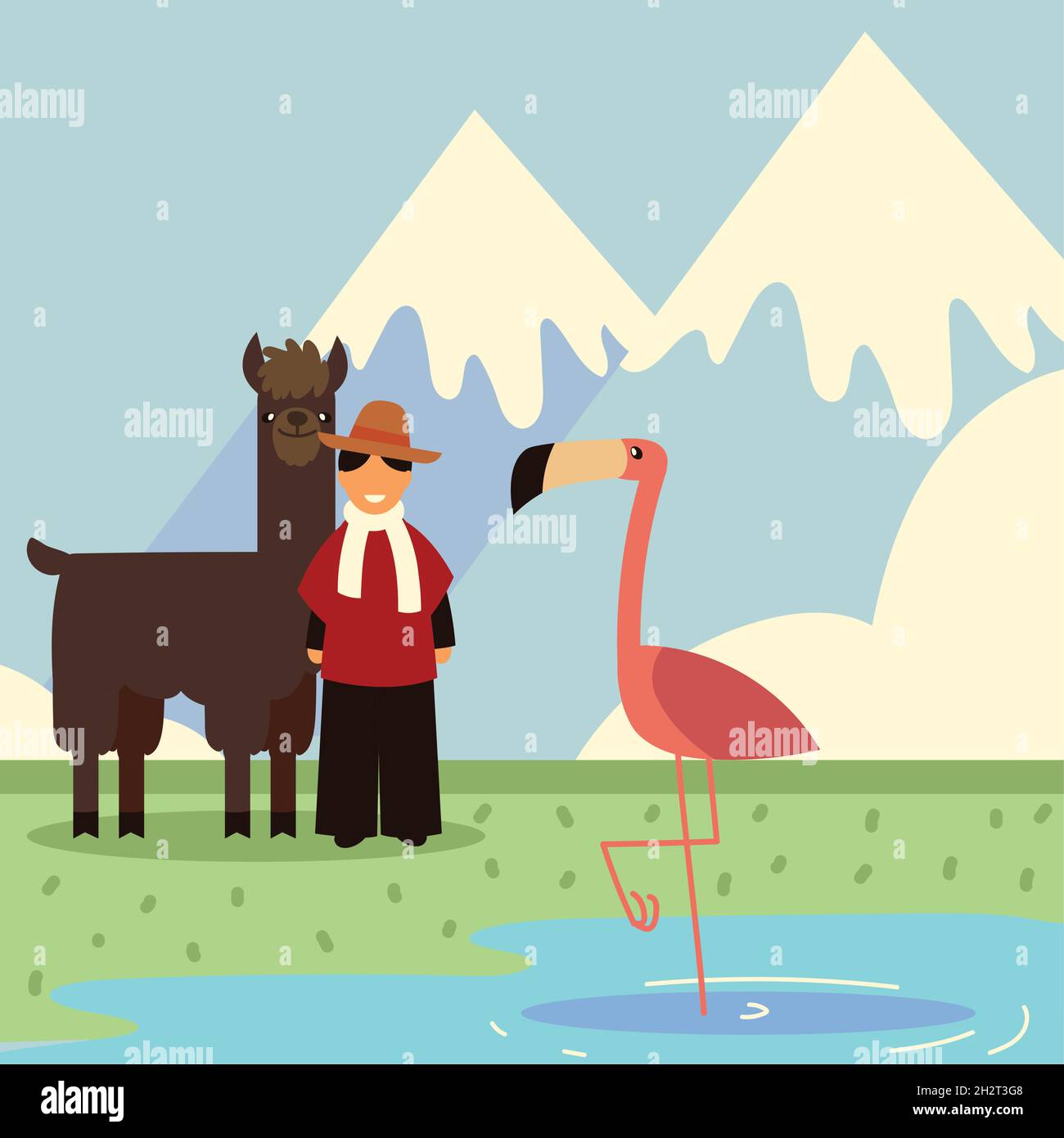 bolivian man, flamingo Stock Vector Image & Art - Alamy