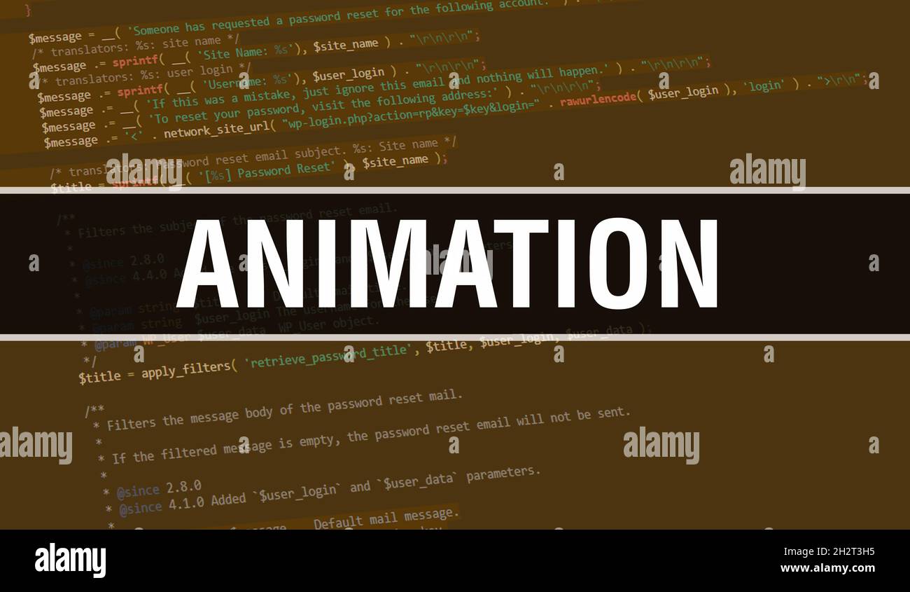 Animation concept illustration using code for developing programs and app. Animation website ...