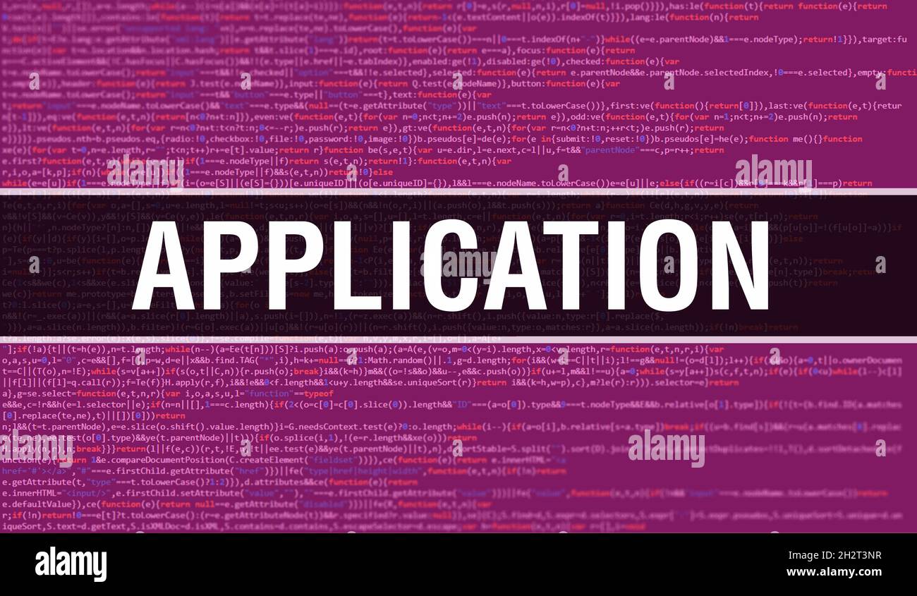 Application with Binary code digital technology background. Abstract ...